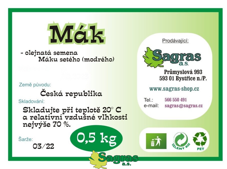 Mák setý - modrý- 500 g za 70 Kč - Semínka